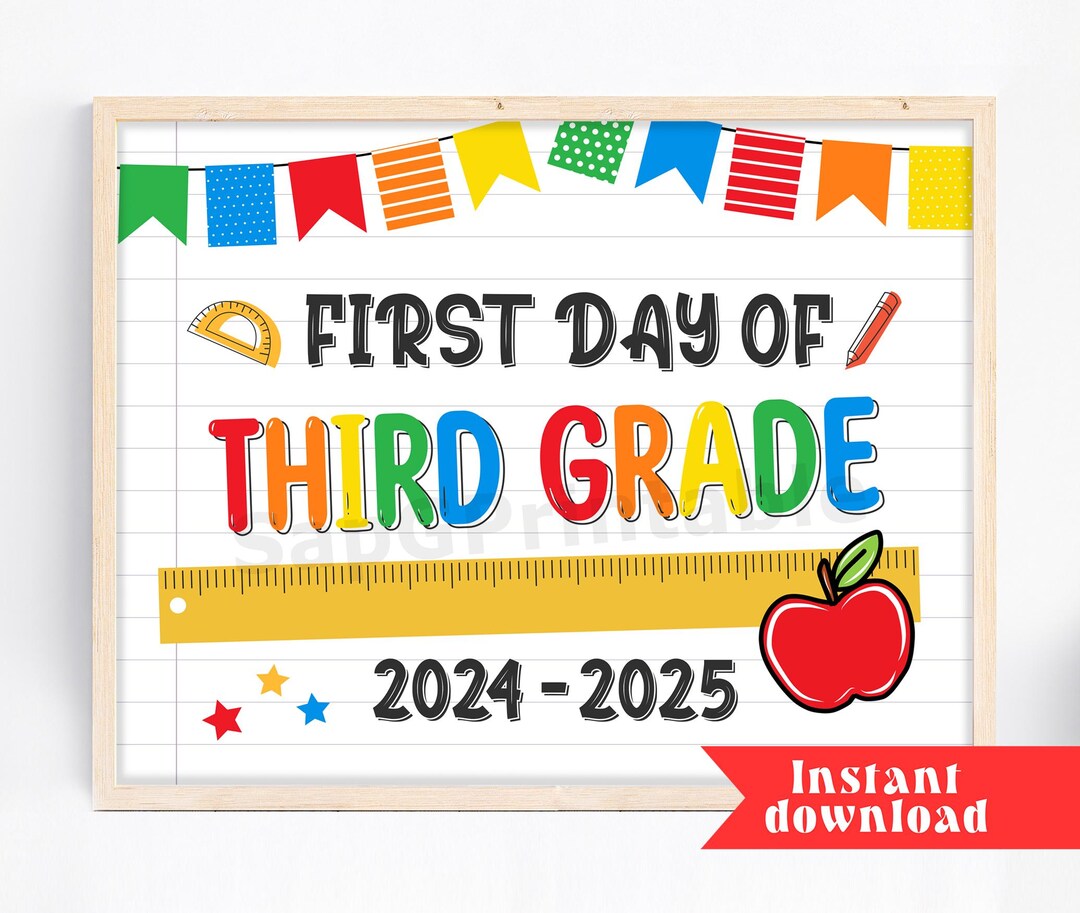First Day of 3rd Grade White Line Paper, First Day of Third Grade Ruler ...