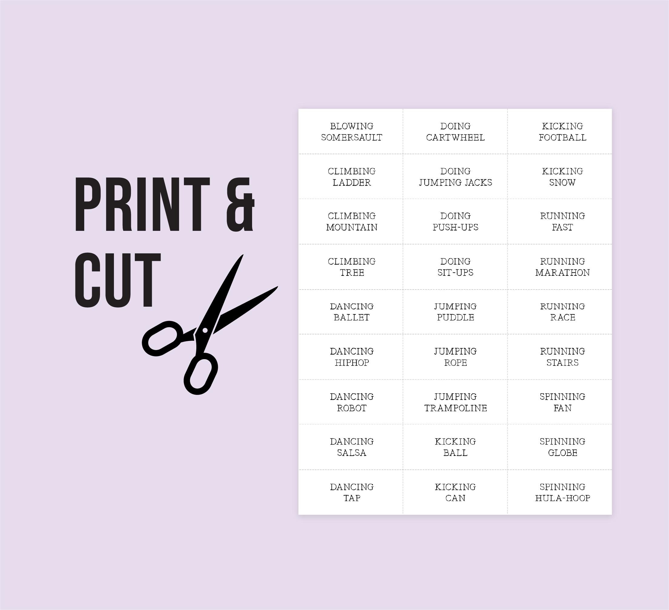 300 Printable Charades, Group Games, Action Charades for Family, Kids ...