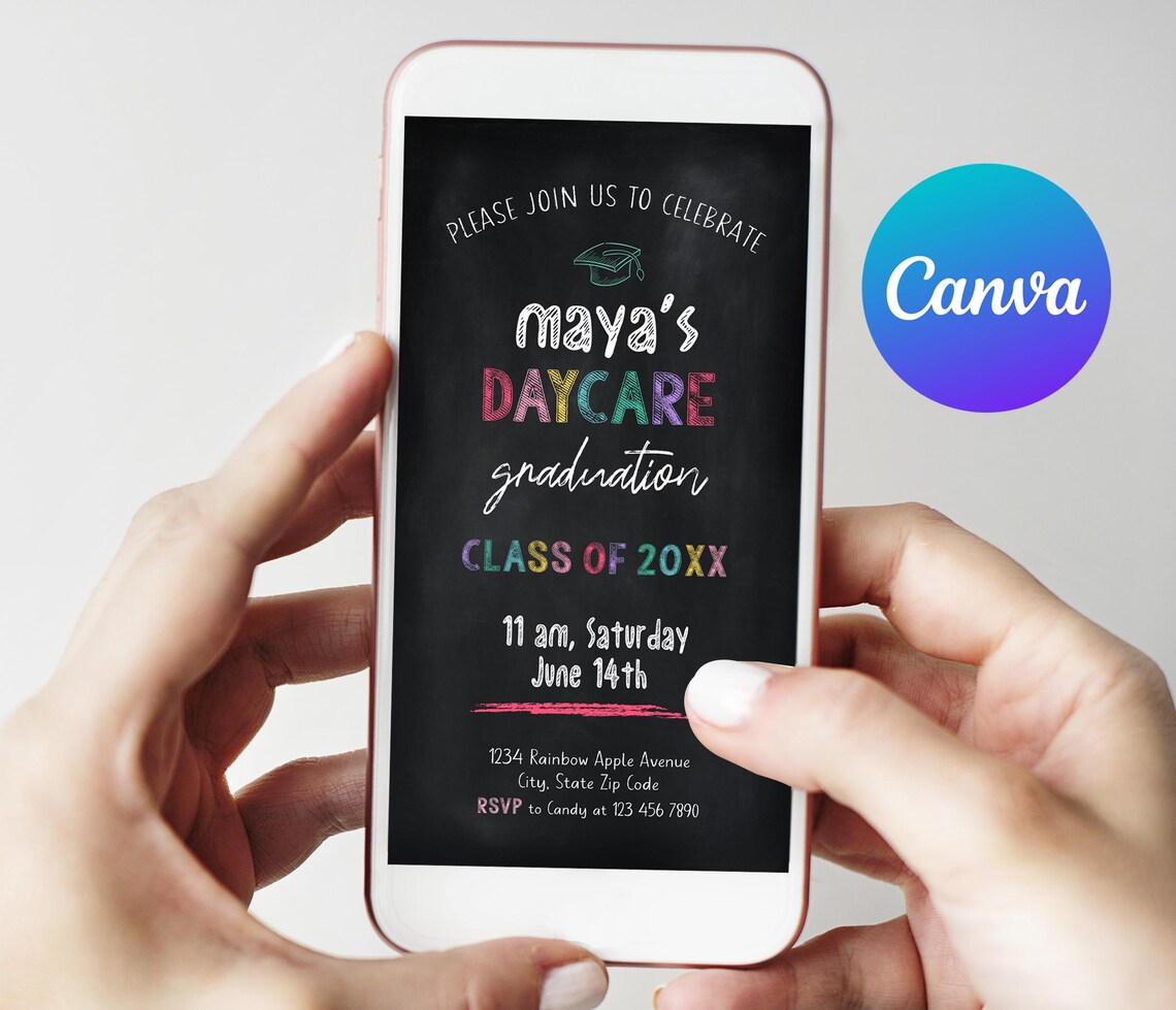 Editable Daycare Graduation Invitation, Daycare Announcement Party ...