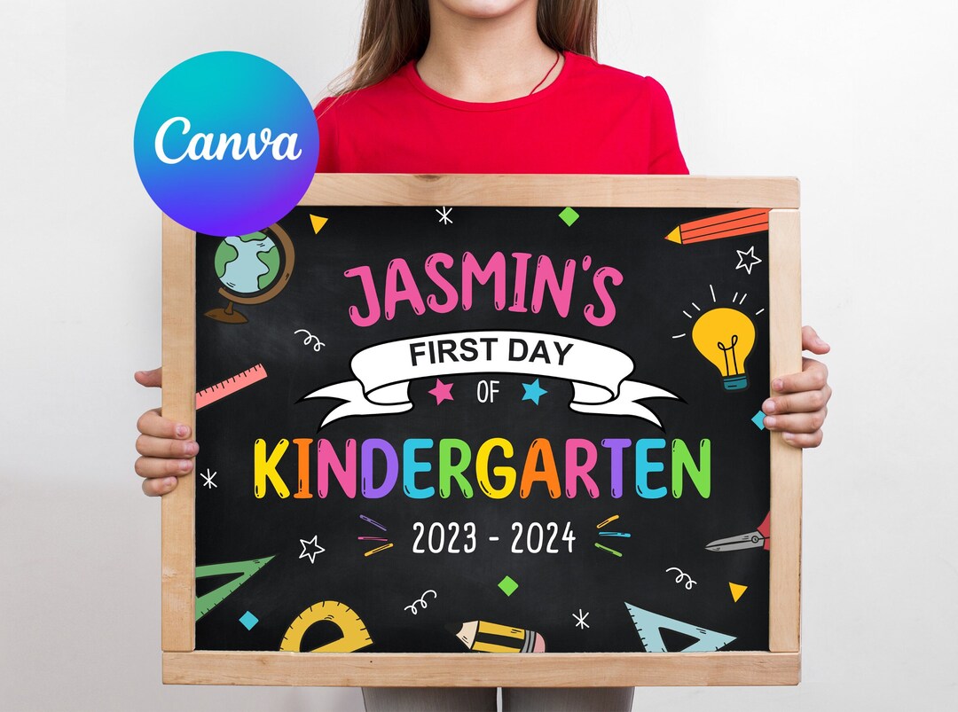 Editable First Day of School Sign, Any Grade Color Pencil Sign ...