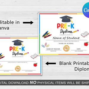 Pre-k Graduation Certificate, Prek Diploma, Pre-k Certificate, Teacher ...