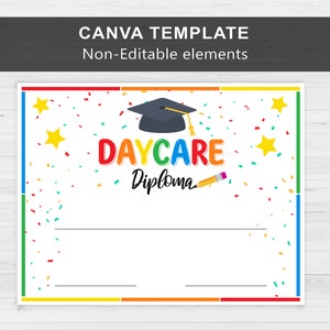 Daycare Graduation Certificate, Daycare Diploma, Daycare Certificate ...