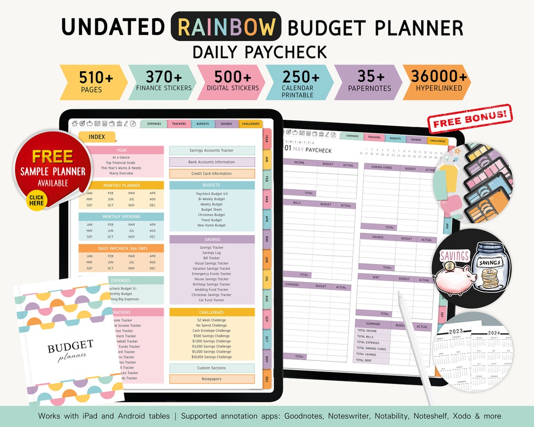 Digital Budget Planner, Paycheck Budget Planner, Daily Paycheck ...