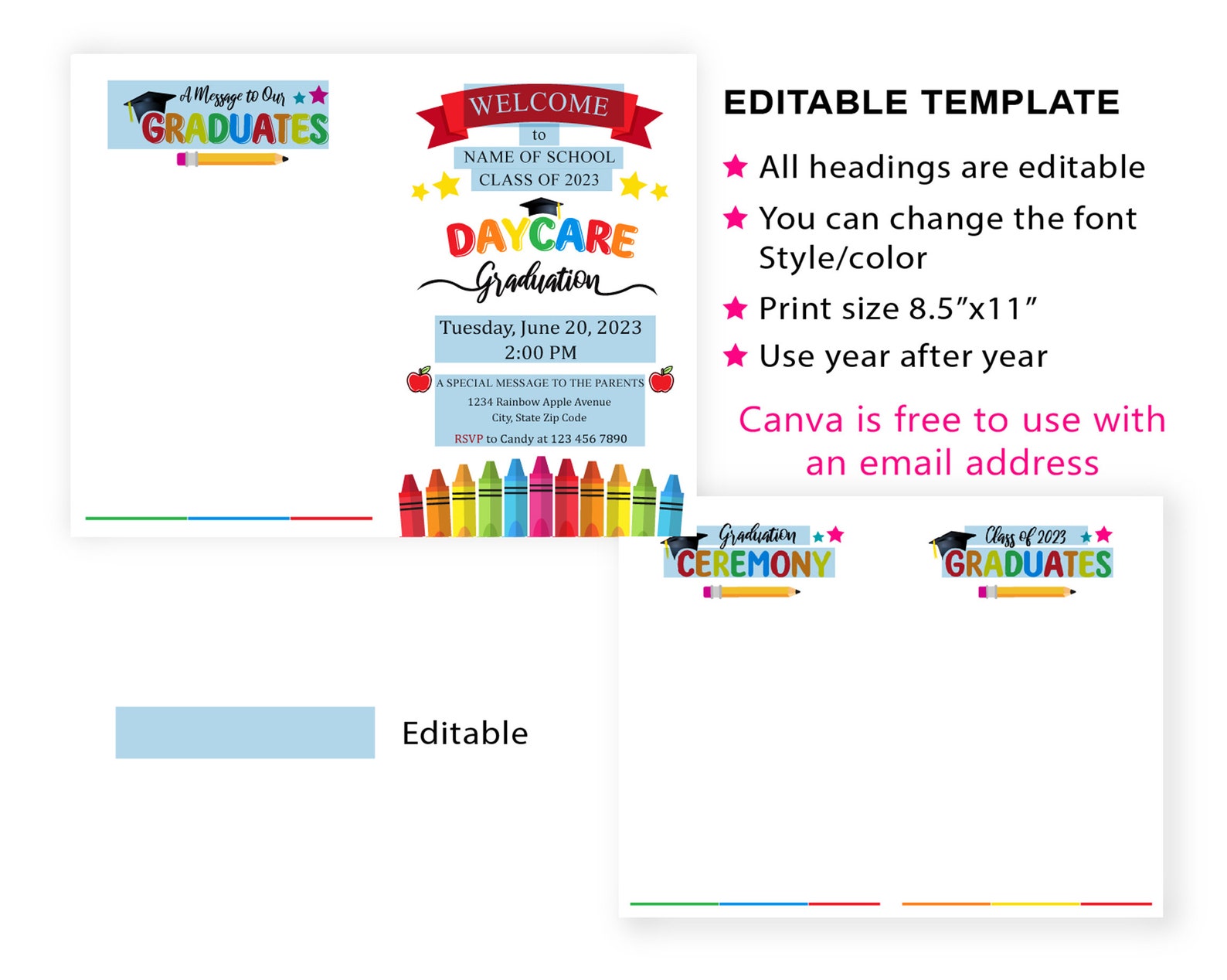 Daycare Graduation Editable Daycare Graduation Program - Etsy