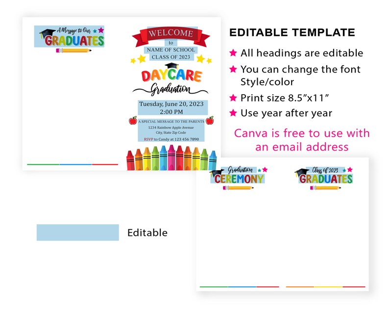 Daycare Graduation, Editable Daycare Graduation Program, Daycare Grad ...