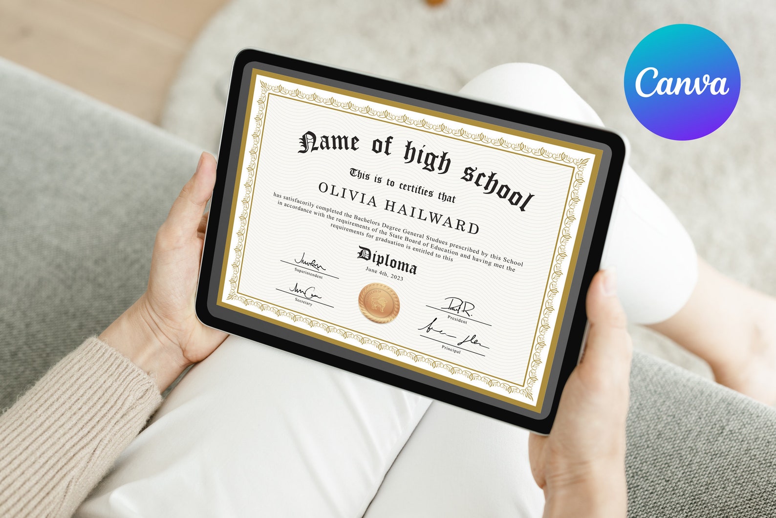 High School Diploma Template, Replacement Diploma, Printable Home ...