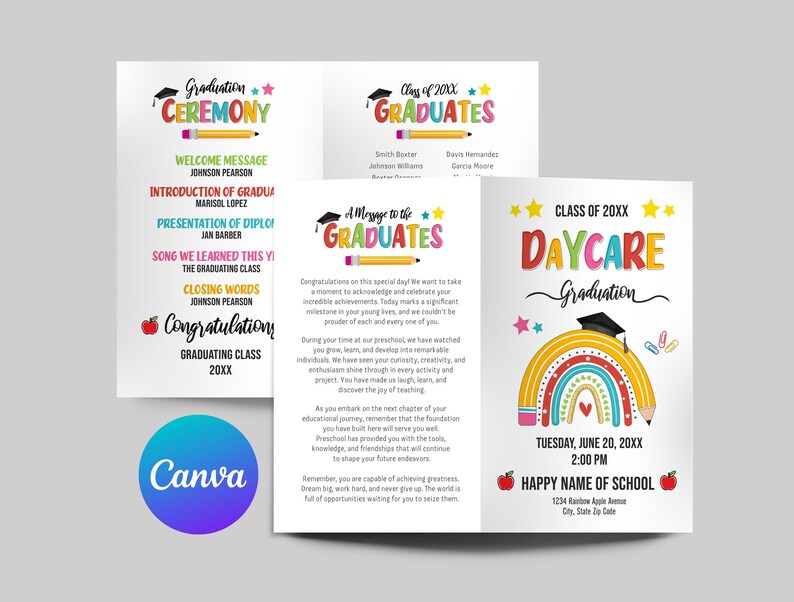 Daycare Graduation, Editable Daycare Graduation Program, Daycare Grad ...