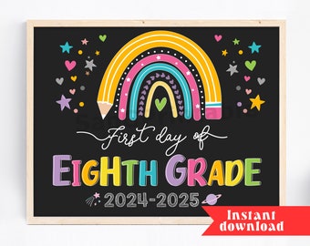 First Day of Fourth Grade Rainbow Sign, Rainbow First Day of Grade 4 ...