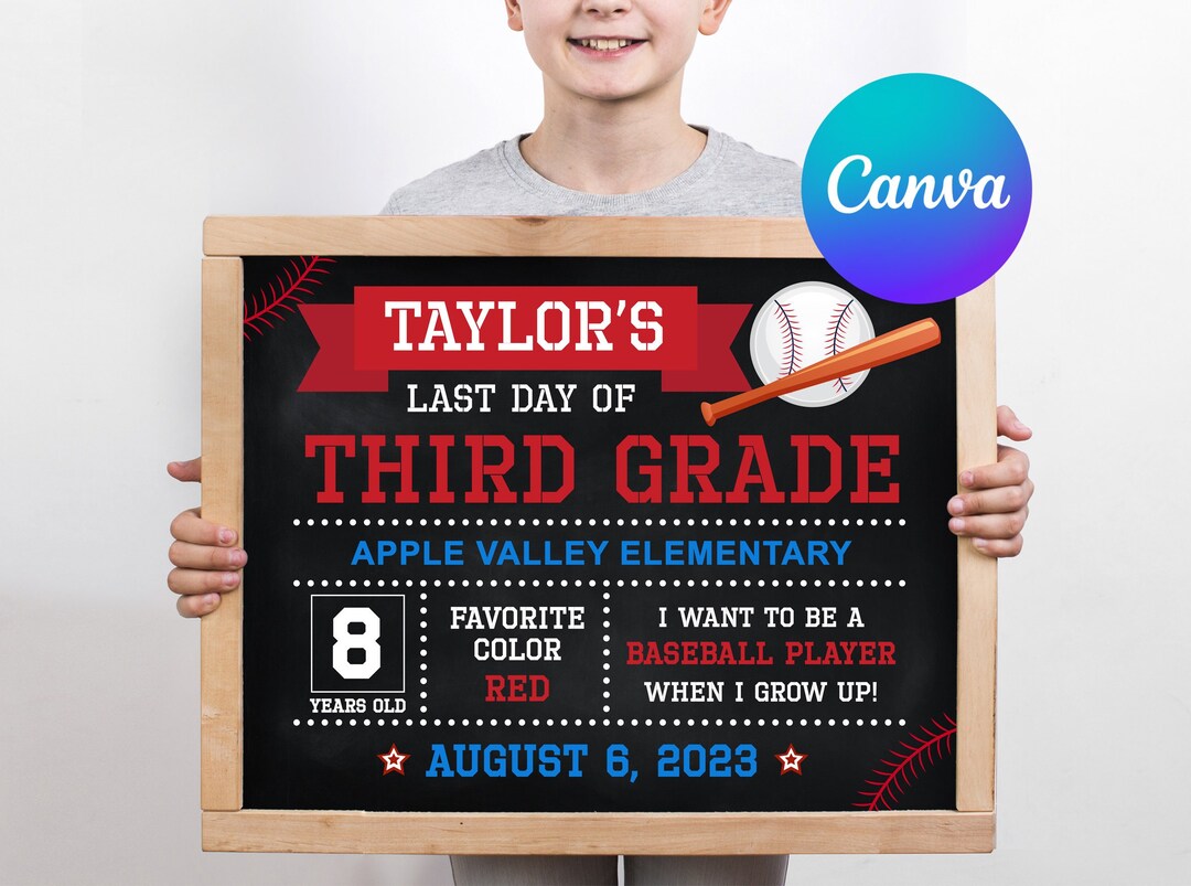 Editable Last Day of School Sign, Any Grade 1st Day of School Sign ...