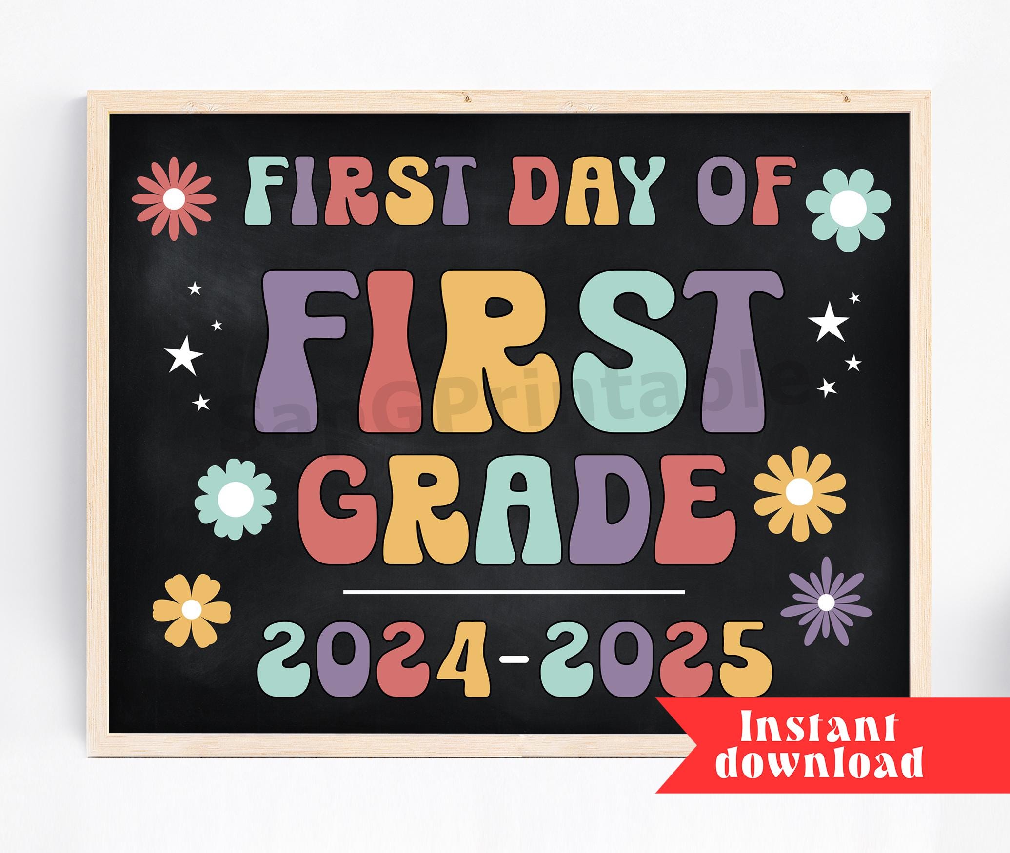 First Day of First Grade Sign, Preschool Sign, First Day of 1st Grade ...