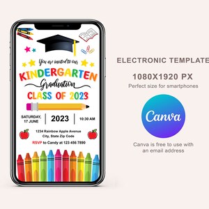 Editable Kindergarten Graduation Invitation, Kindergarten Announcement ...