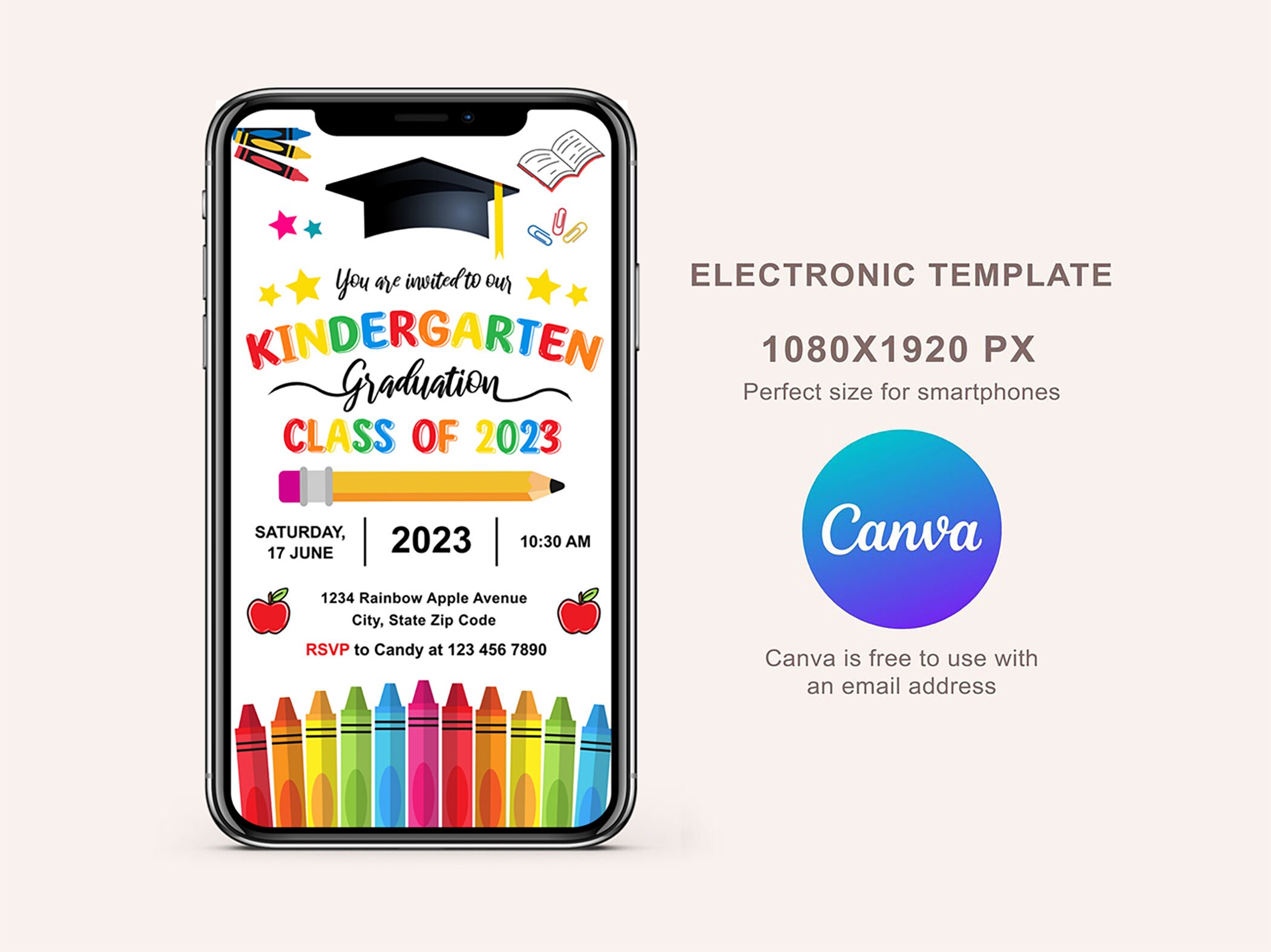 Editable Kindergarten Graduation Invitation, Kindergarten Announcement ...