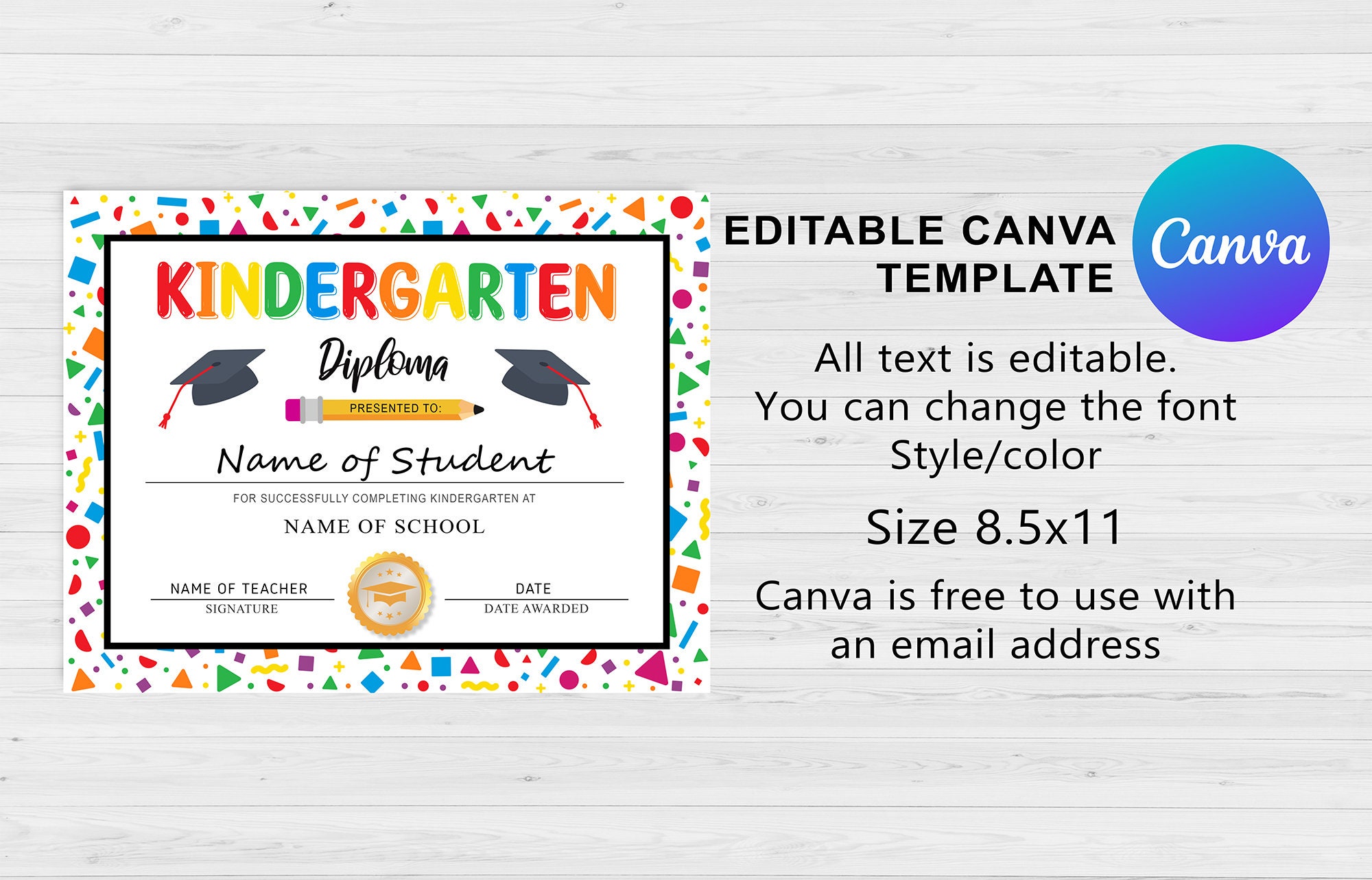 Kindergarten Graduation Certificate Kindergarten Diploma - Etsy