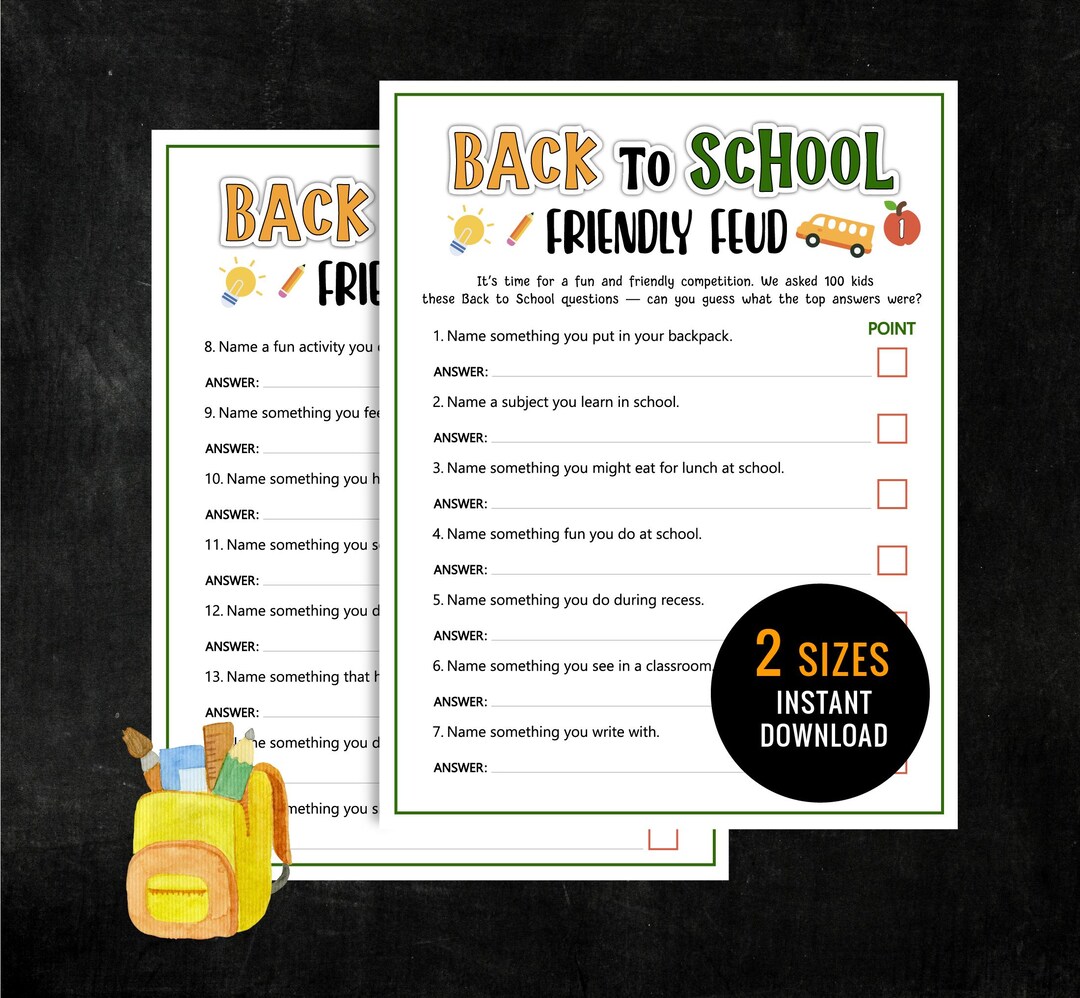 Back to School Friendly Feud Game, Back to School Icebreaker & Team ...