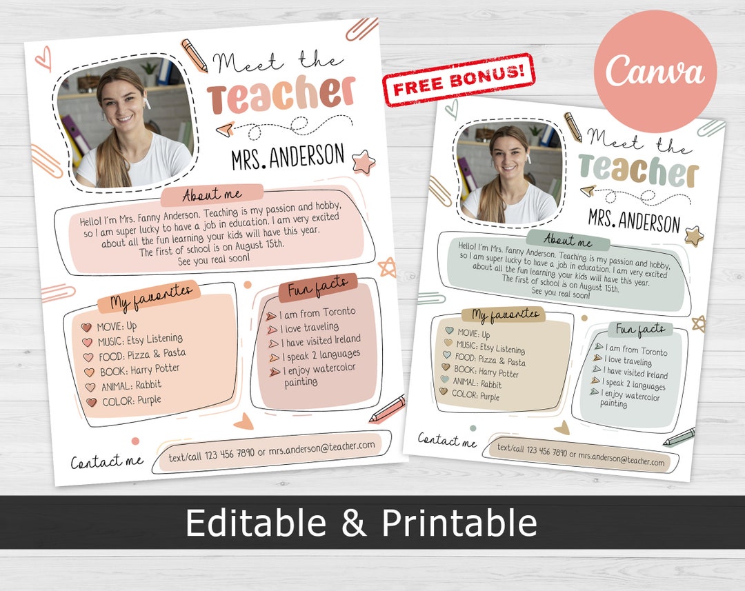 Meet the Teacher Editable Rose Gold Template Editable Teacher Bundle ...