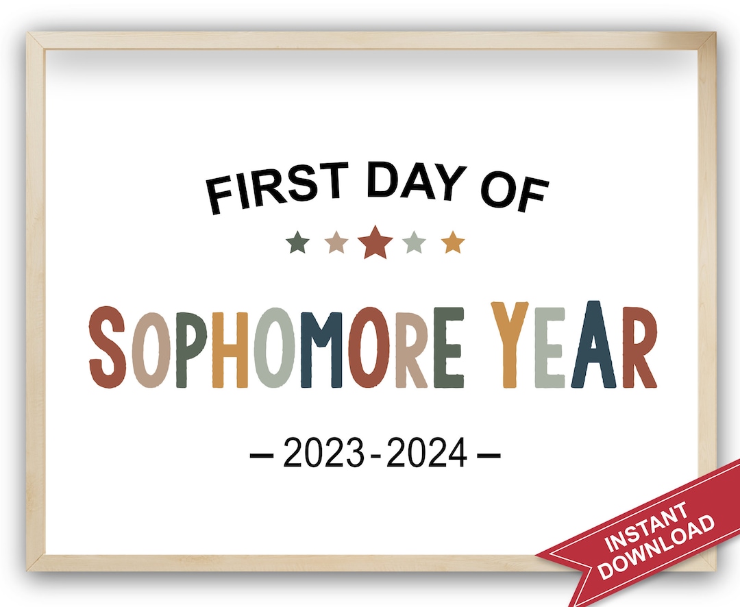 First Day of Sophomore Year Printable 10th Grade Sign Back - Etsy