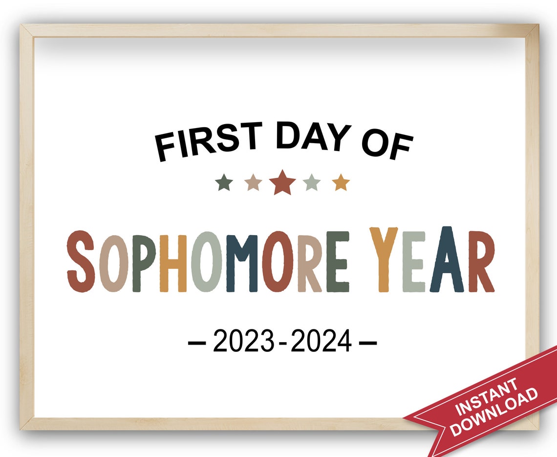First Day of Sophomore Year Printable 10th Grade Sign Back - Etsy