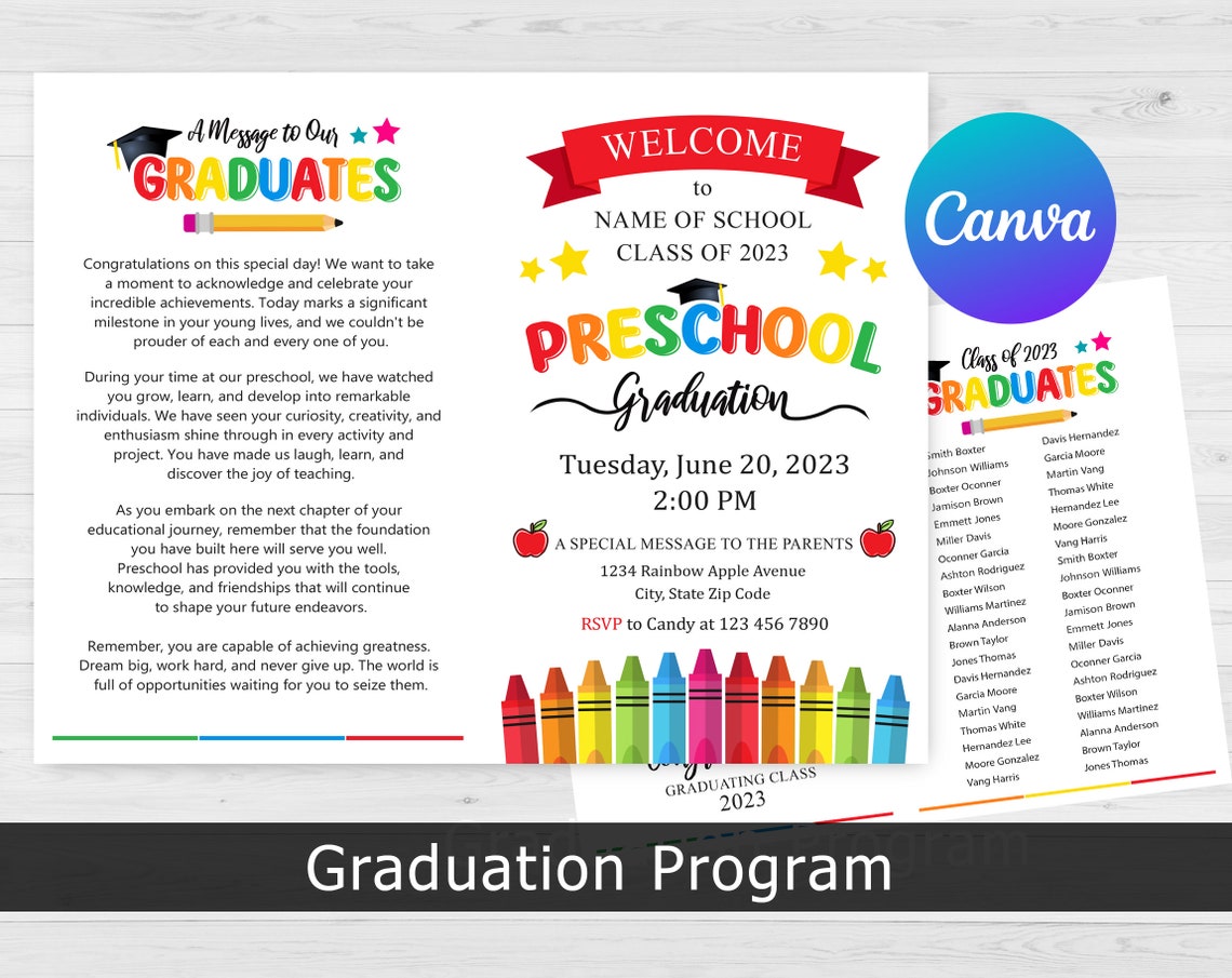 Preschool Graduation, Editable Preschool Graduation Program, Preschool ...