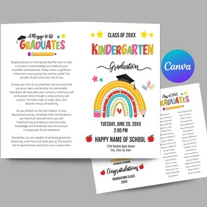 Kindergarten Graduation Bundle, Graduation Invitation, Graduation ...