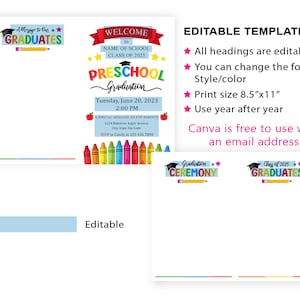 Preschool Graduation, Editable Preschool Graduation Program, Preschool ...