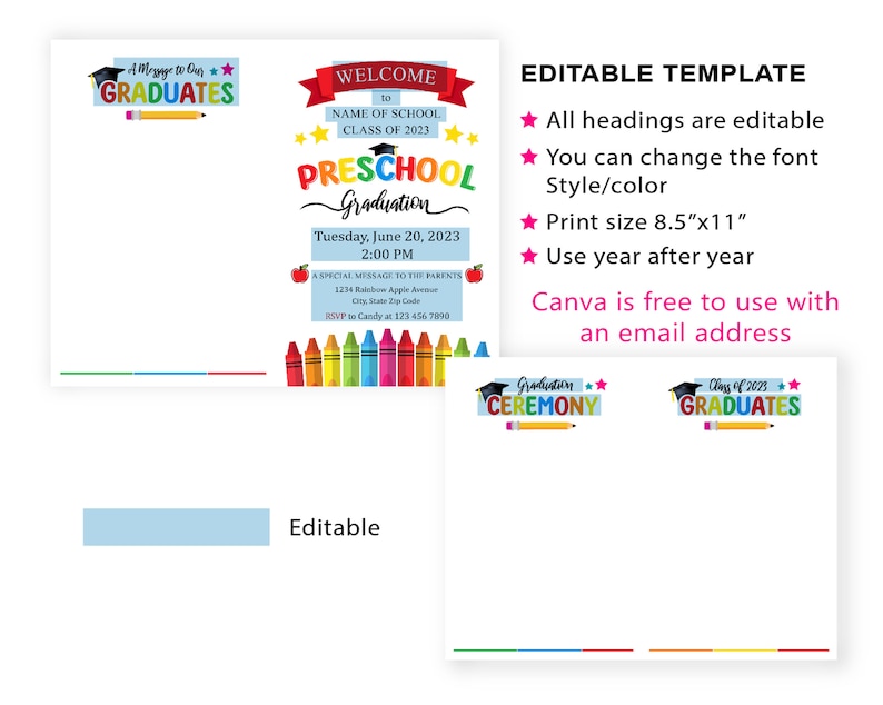 Preschool Graduation, Editable Preschool Graduation Program, Preschool ...