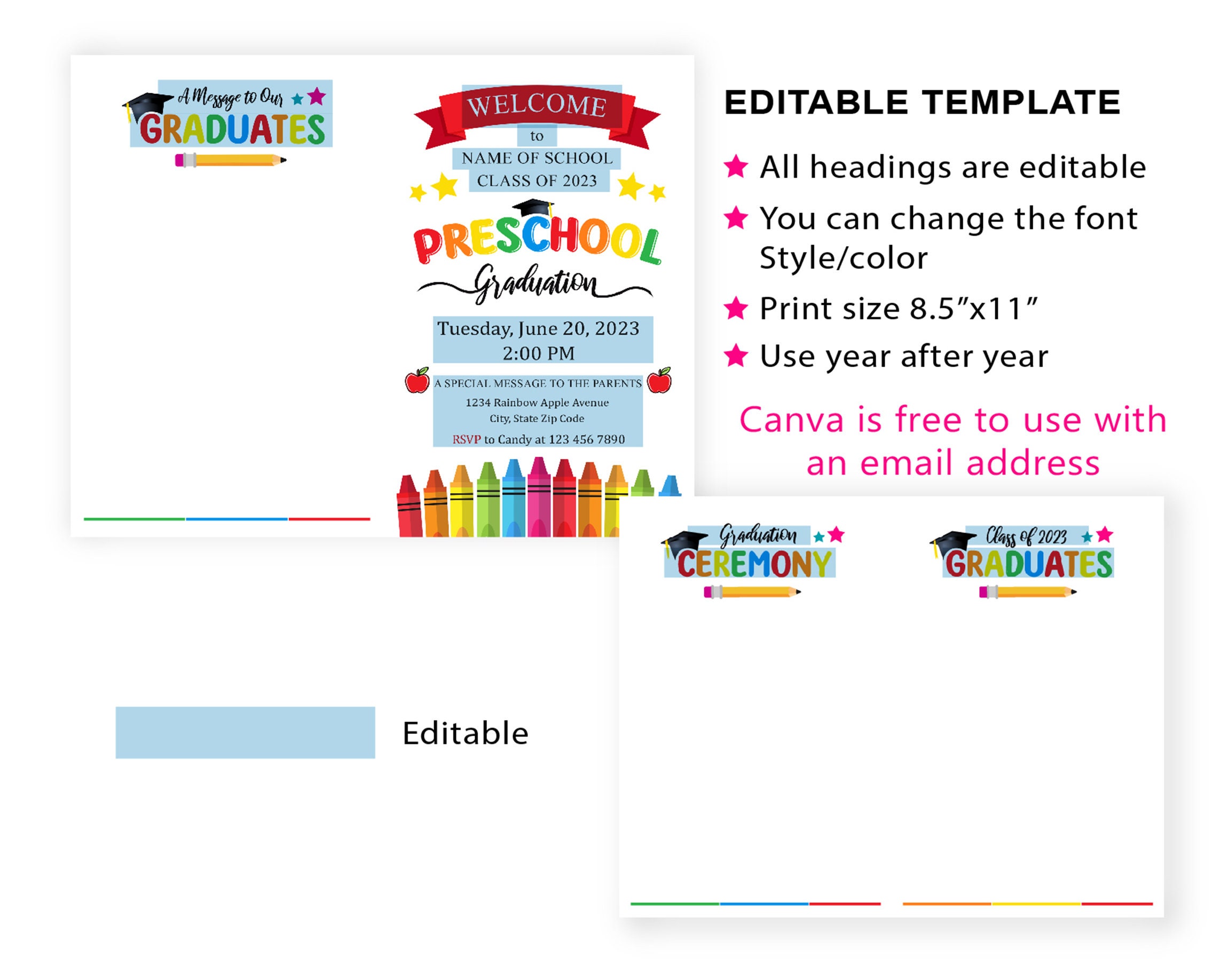 Preschool Graduation Editable Preschool Graduation Program - Etsy