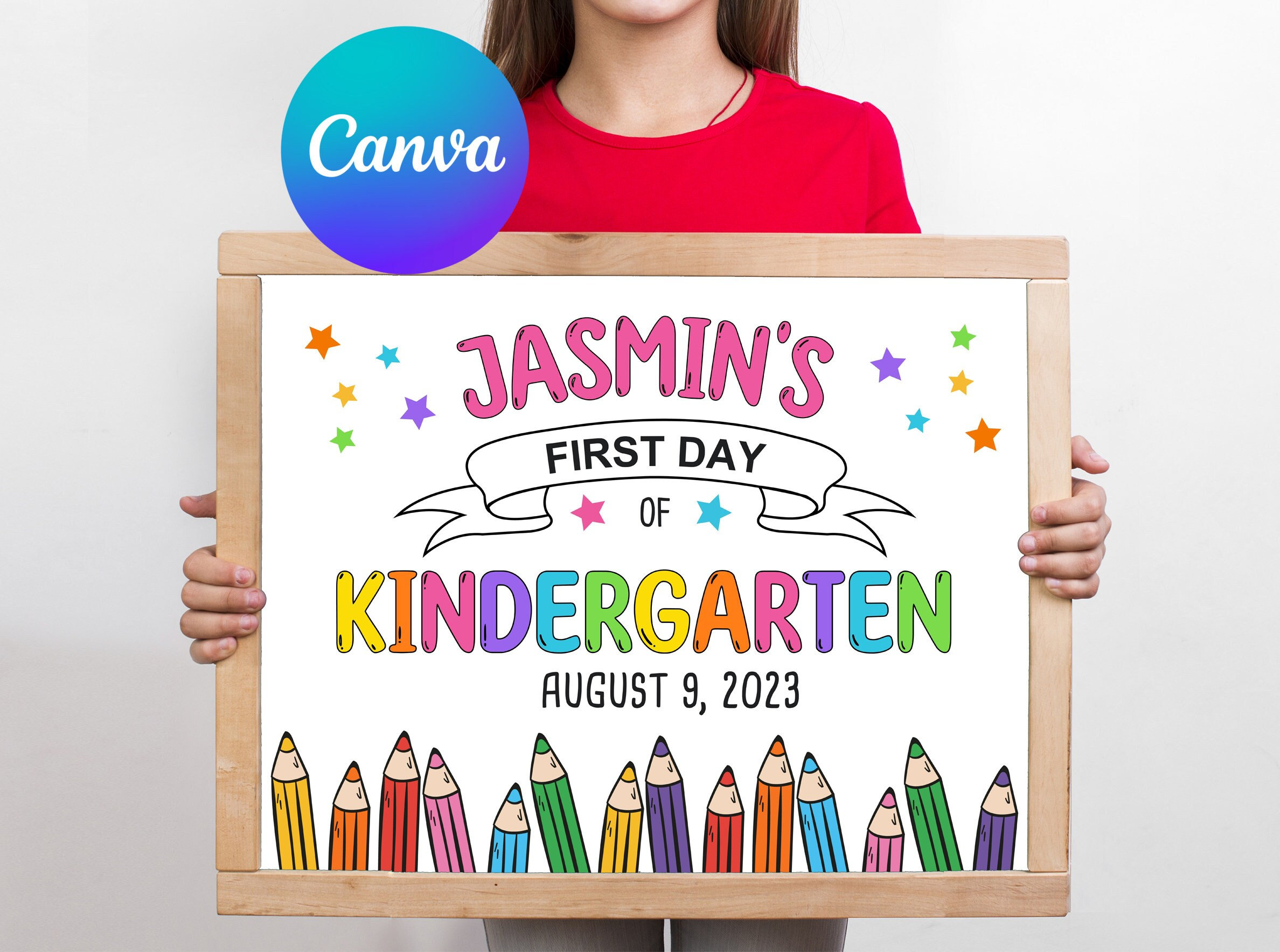 Editable First Day of School Sign Back to School Pencil Sign - Etsy