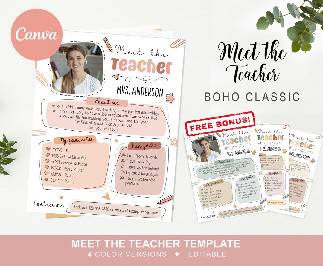 Rose Gold Classic Meet the Teacher Editable Template Editable Teacher ...