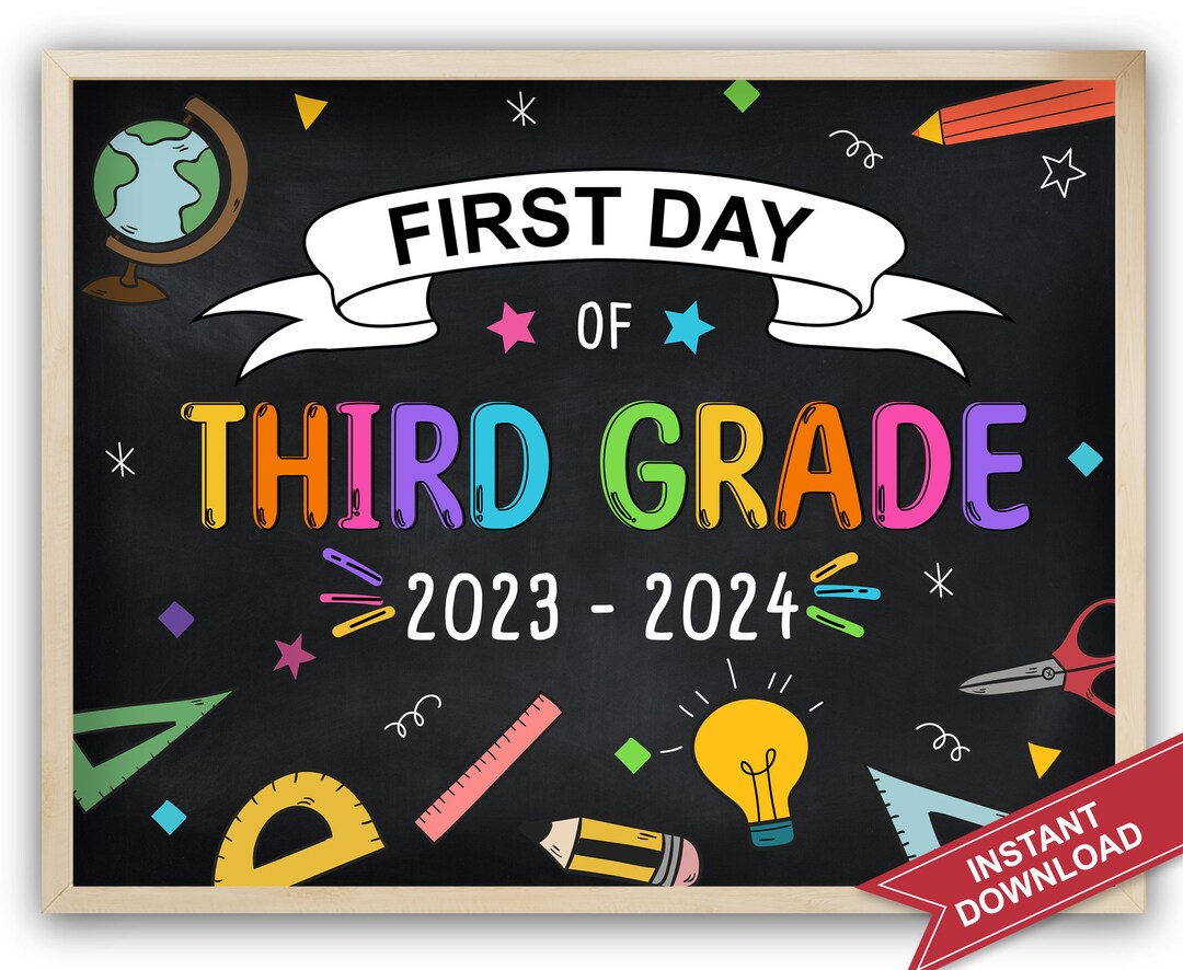 First Day of Third Grade Printable 3rd Grade Sign First Day - Etsy