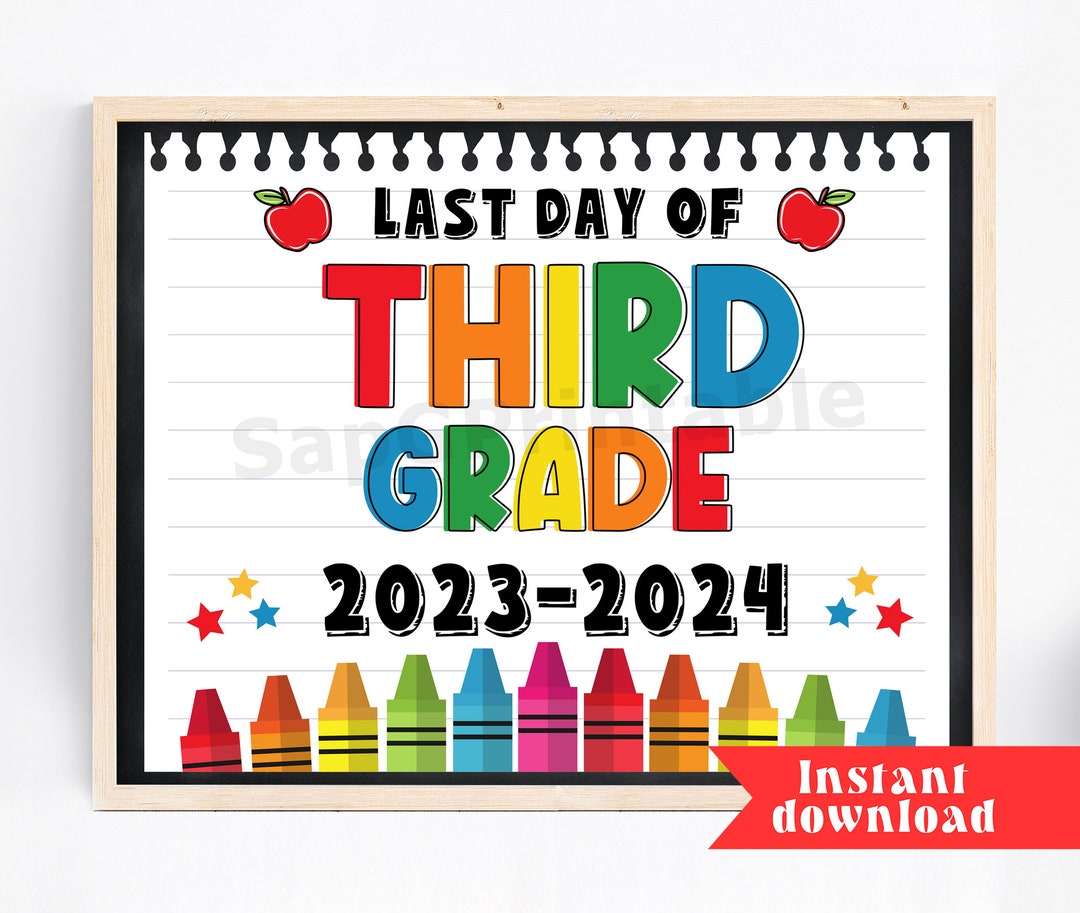 Last Day of Third Grade White Line Paper, Last Day of 3rd Grade Rainbow ...