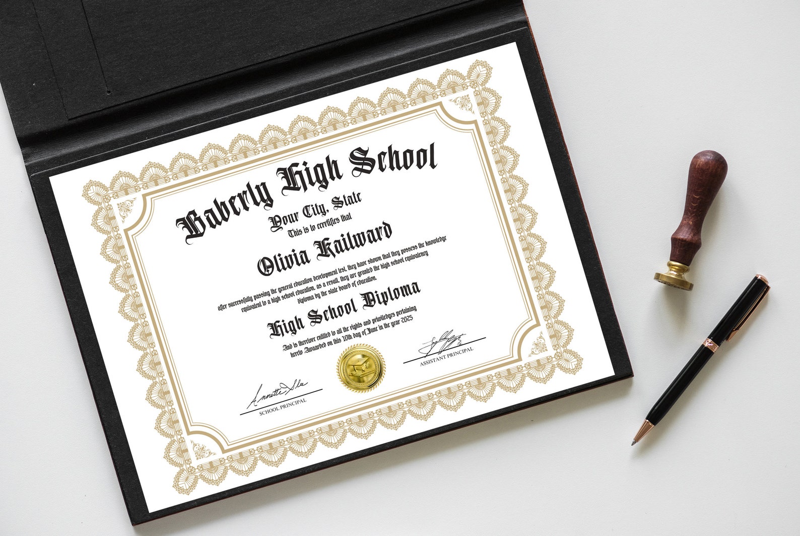 Homeschool Diploma With Gold Seal Template in Canva, College Diploma ...
