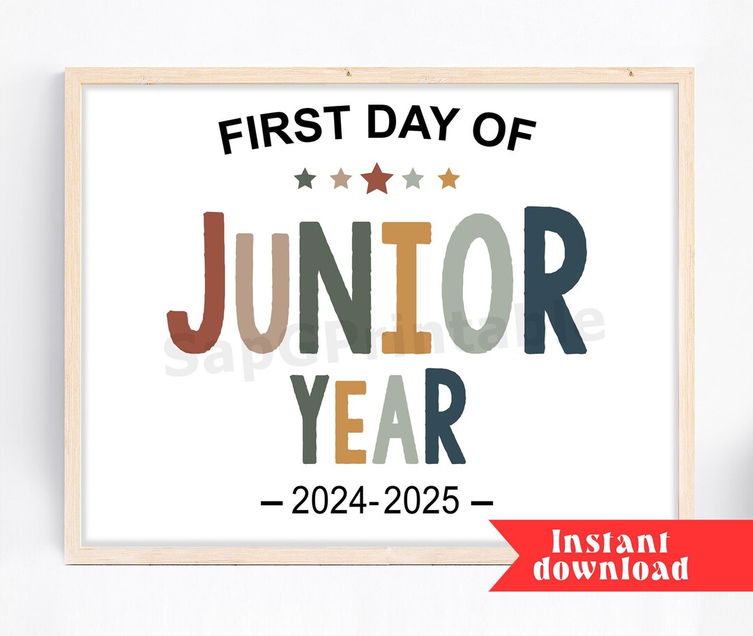 First Day of Junior Year Sign, Printable 11th Grade Sign, Back to ...