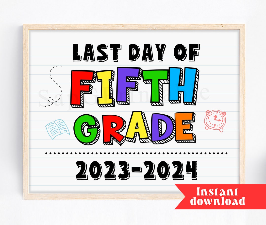 Last Day of 5th Grade, Back to School Sign, Boy Sign, Boy Back to ...