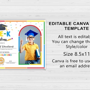Editable Pre-k Diploma With Photo, Pre-k Certificate, Prek Diploma, Pre ...