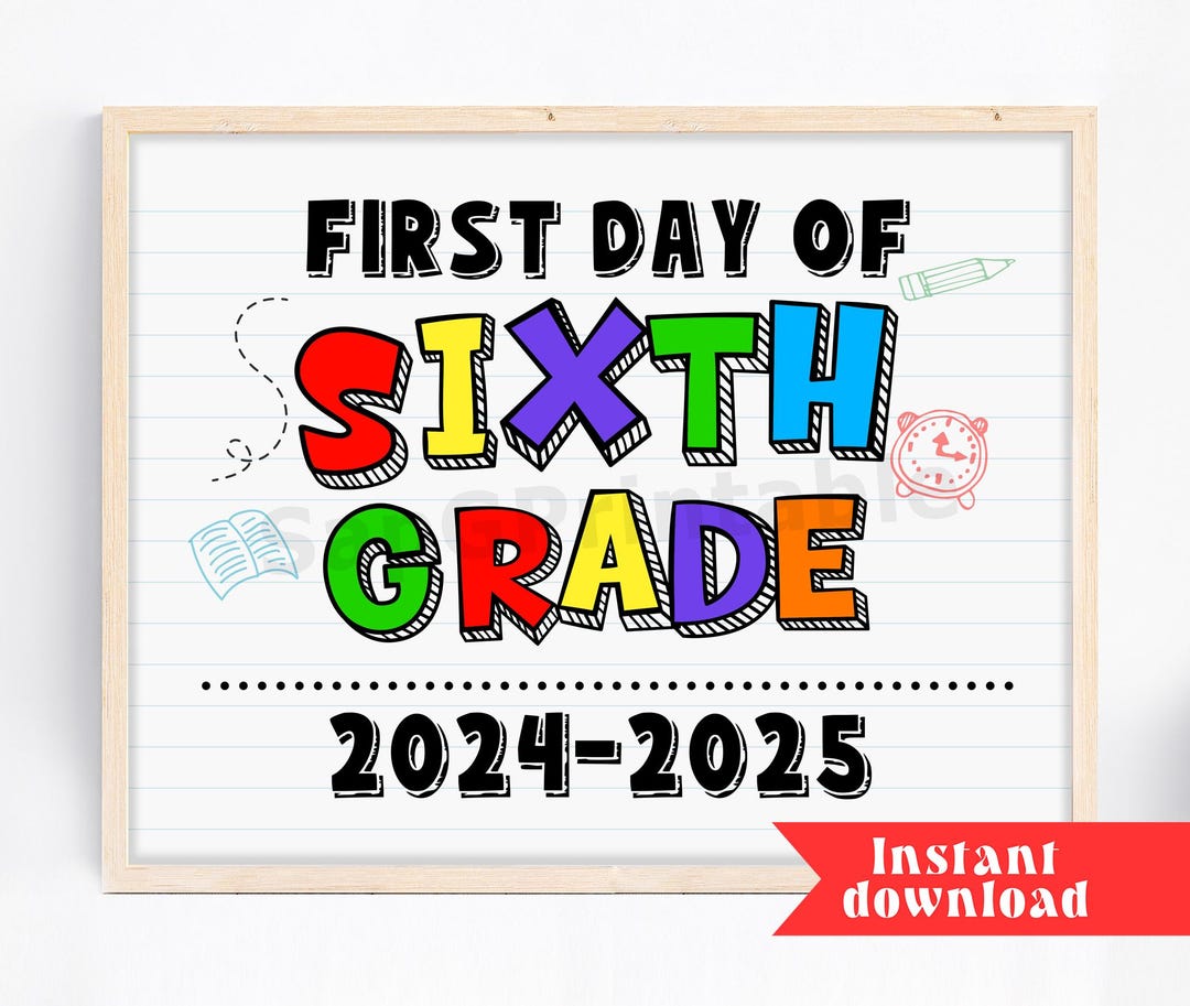 First Day of 6th Grade, Back to School Sign, Boy Sign, Boy Back to ...