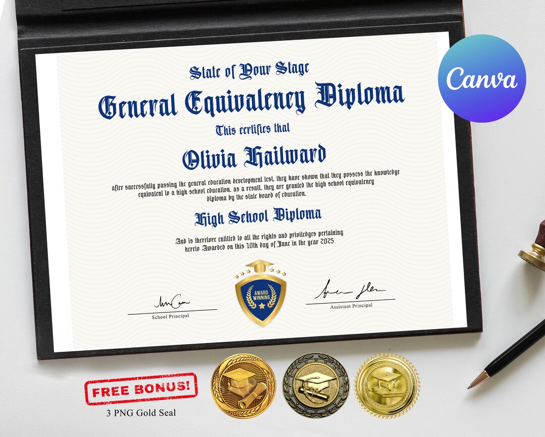 High School Diploma Template, Replacement Diploma, Printable Home ...