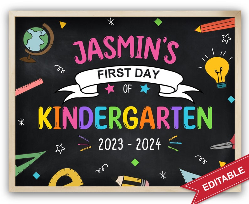 Editable First Day of School Sign Any Grade Color Pencil Sign - Etsy