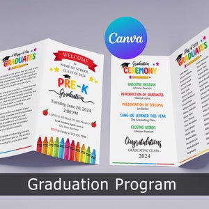 Pre-k Graduation, Editable Prek Graduation Program, Pre-k Graduation ...