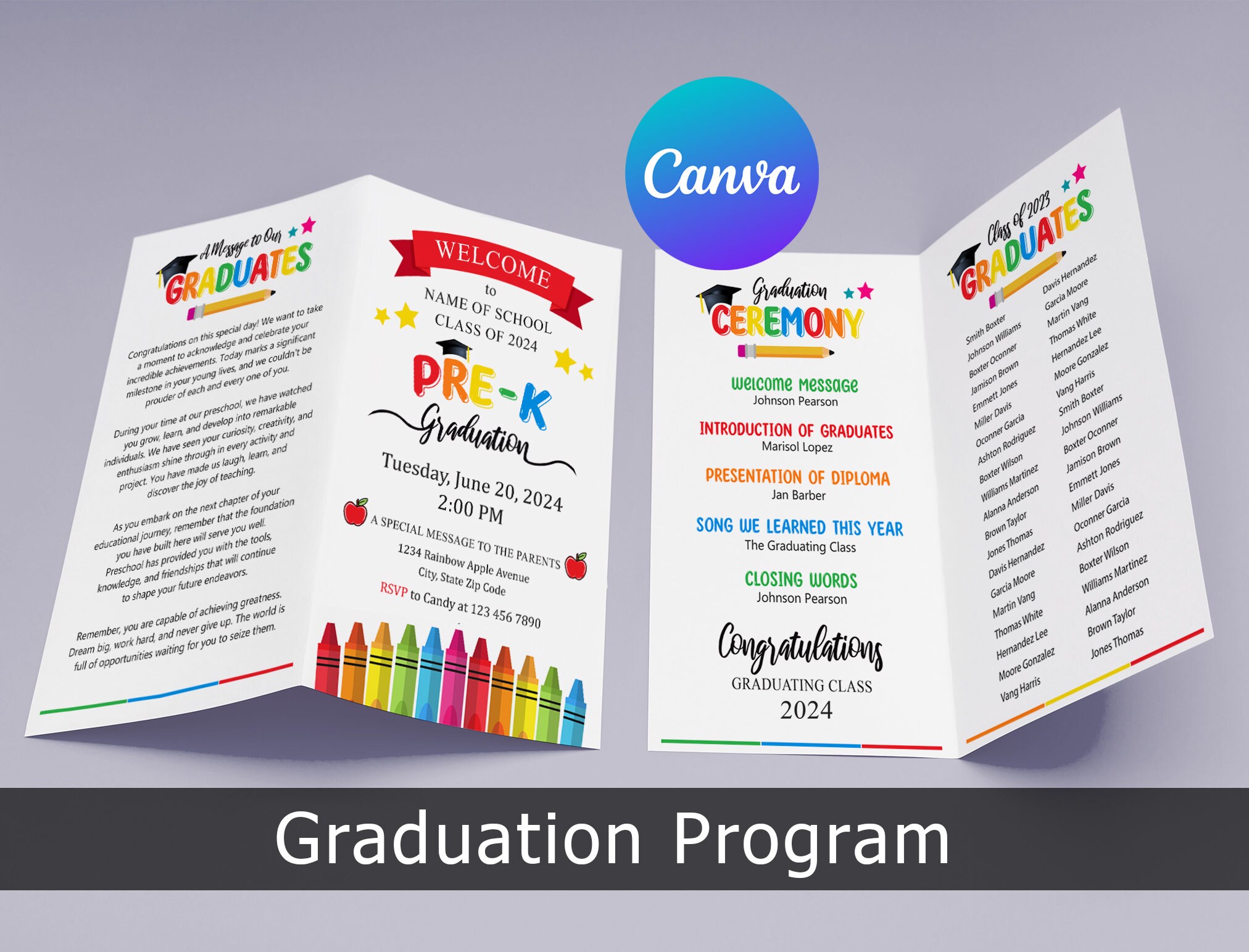 Pre-k Graduation, Editable Prek Graduation Program, Pre-k Graduation ...