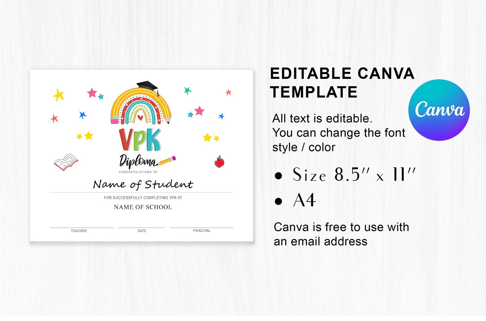 Editable Vpk Diploma With Photo, VPK Certificate, VPK Diploma, VPK ...