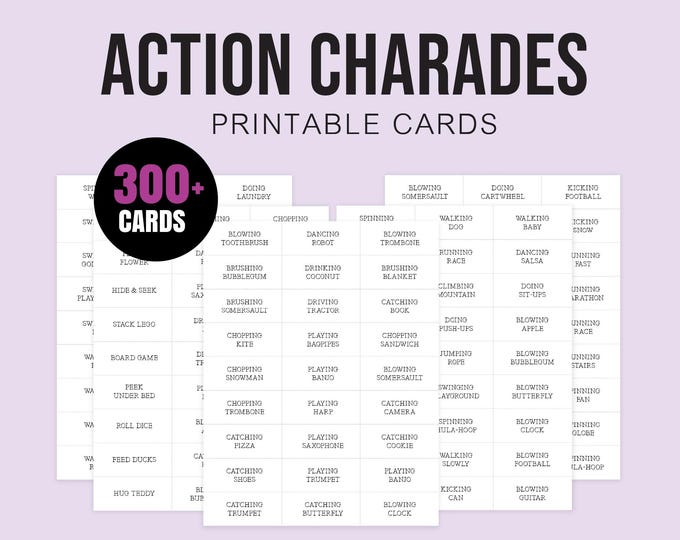 Printable Charades Game: 100 Action Phrases (PDF Download) - Etsy Canada