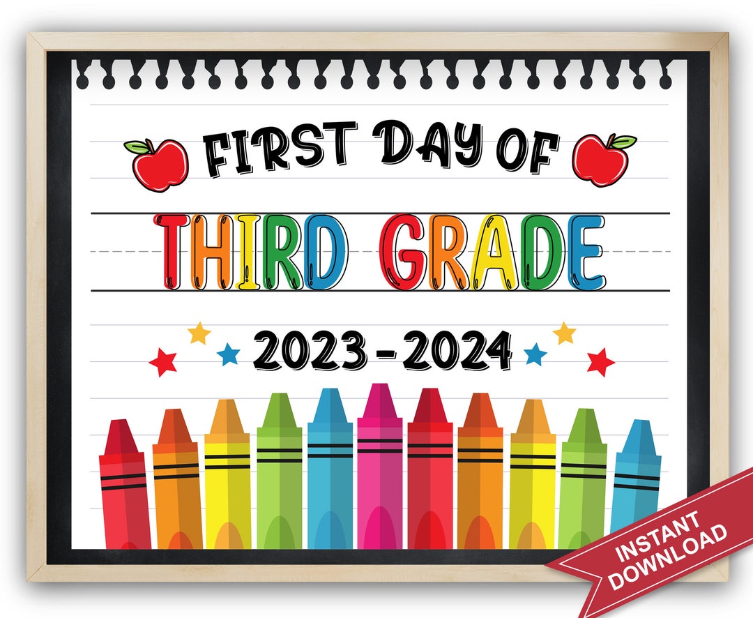 First Day of 3rd Grade White Line Paper First Day of Third - Etsy
