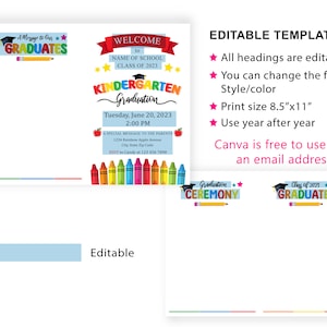 Kindergarten Graduation Bundle, Graduation Invitation, Graduation ...