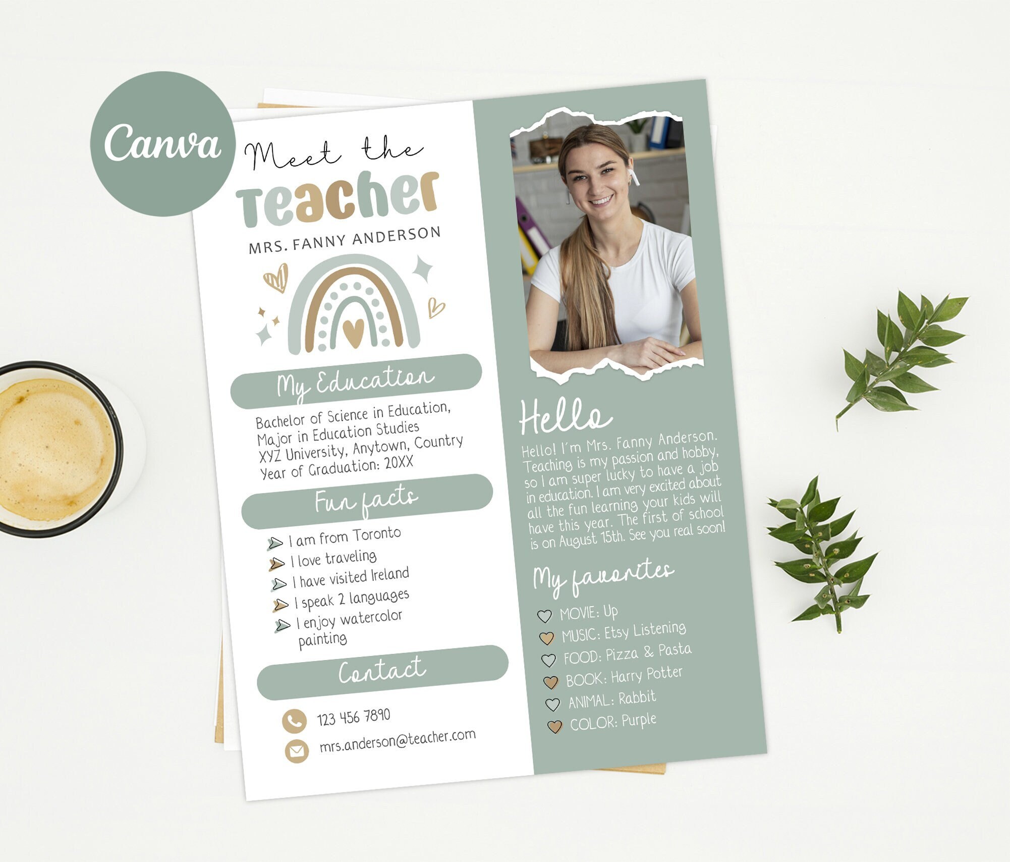 Editable Modern Boho Plants Decor Meet the Teacher Template Editable ...