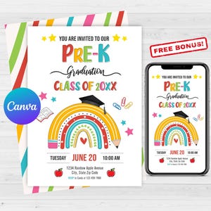 Editable Pre-k Graduation Invitation, Prek Announcement Invite, Pre-k ...