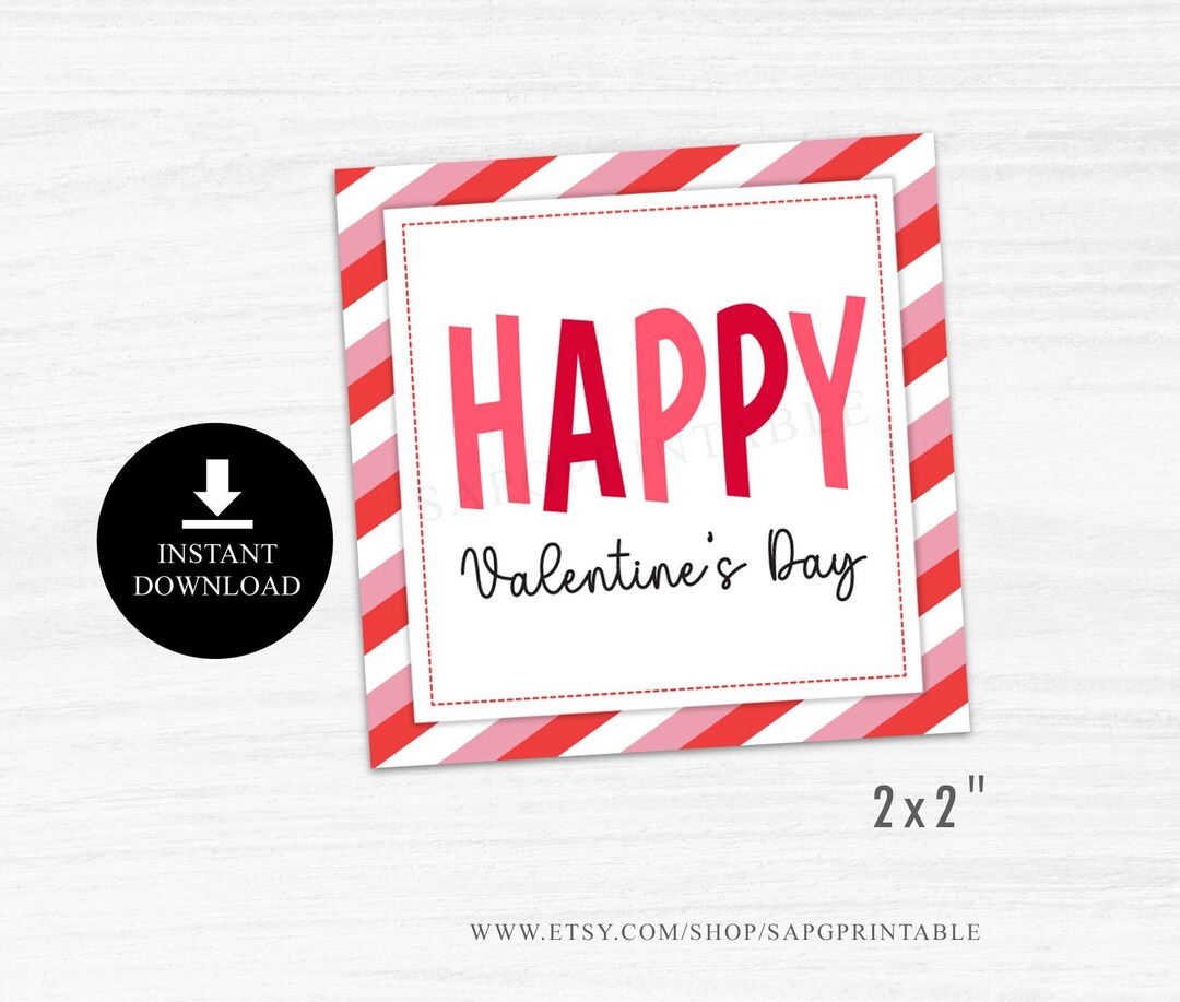 Happy Valentine's Day Tags, Printable Valentine's Day Cookie TAGS ...