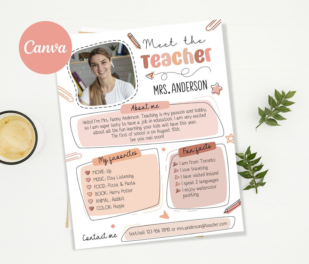 Editable Meet the Teacher Editable Rose Gold Template Teacher Canva ...