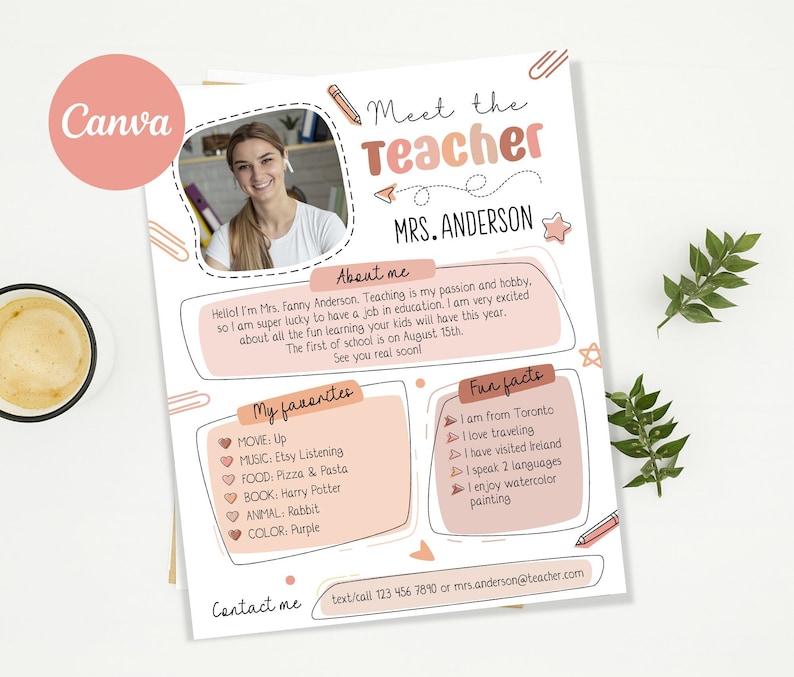 Editable Meet the Teacher Editable Rose Gold Template Teacher Canva ...