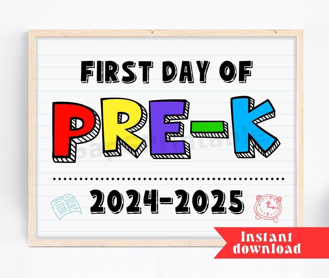 First Day of Pre-k, Back to School Sign, Colorful Sign, Boy Back to ...