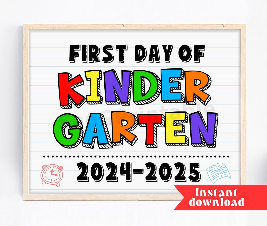 First Day of Kindergarten, Back to School Sign, Colorful Sign, Boy Back ...